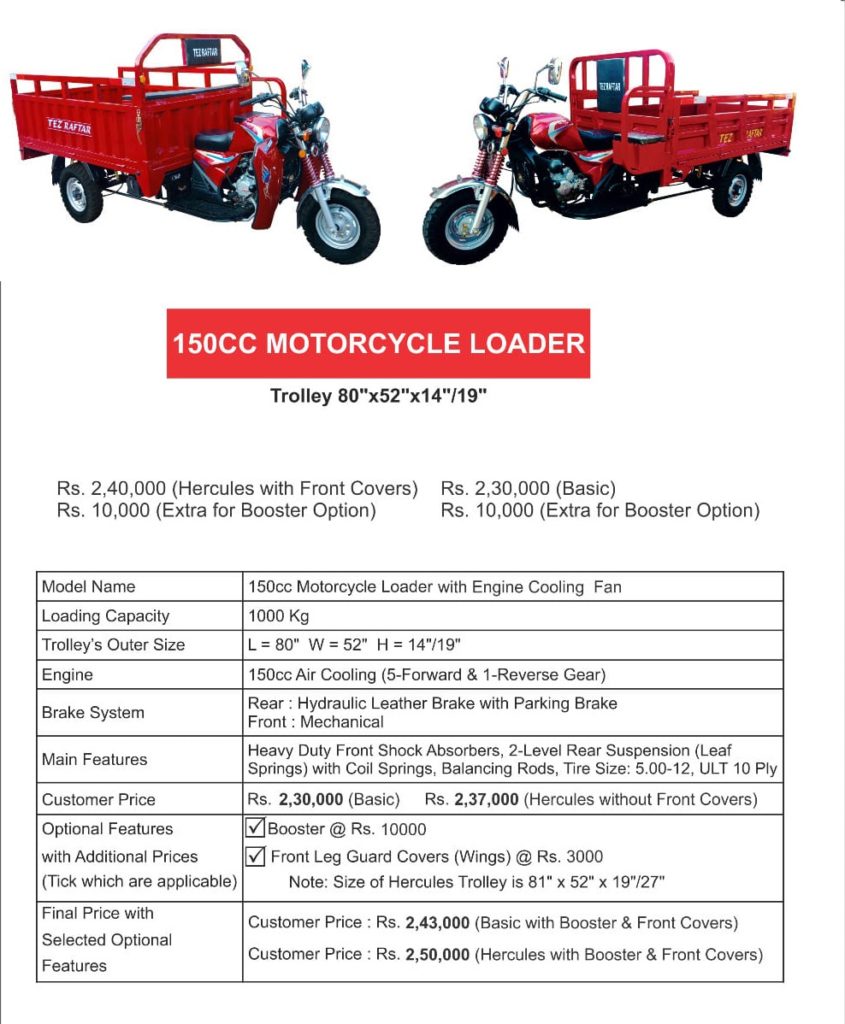 Tez Raftar Rickshaw and Loader Prices in Pakistan 2024 - Auto Rickshaws