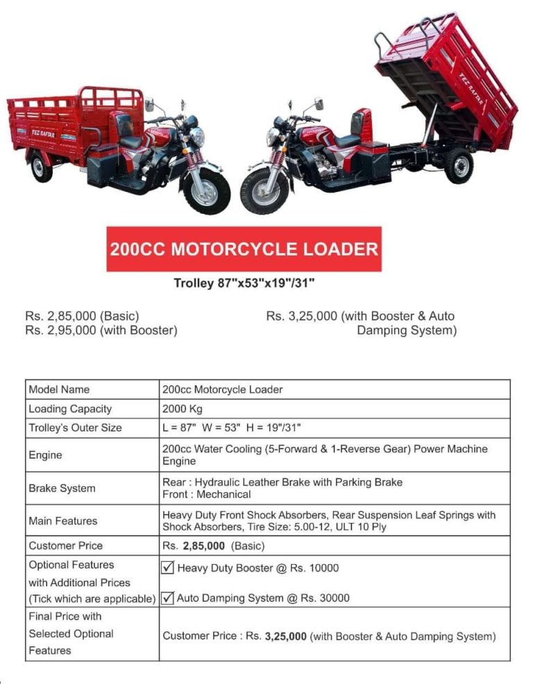 Tez Raftar Rickshaw and Loader Prices in Pakistan 2024 - Auto Rickshaws